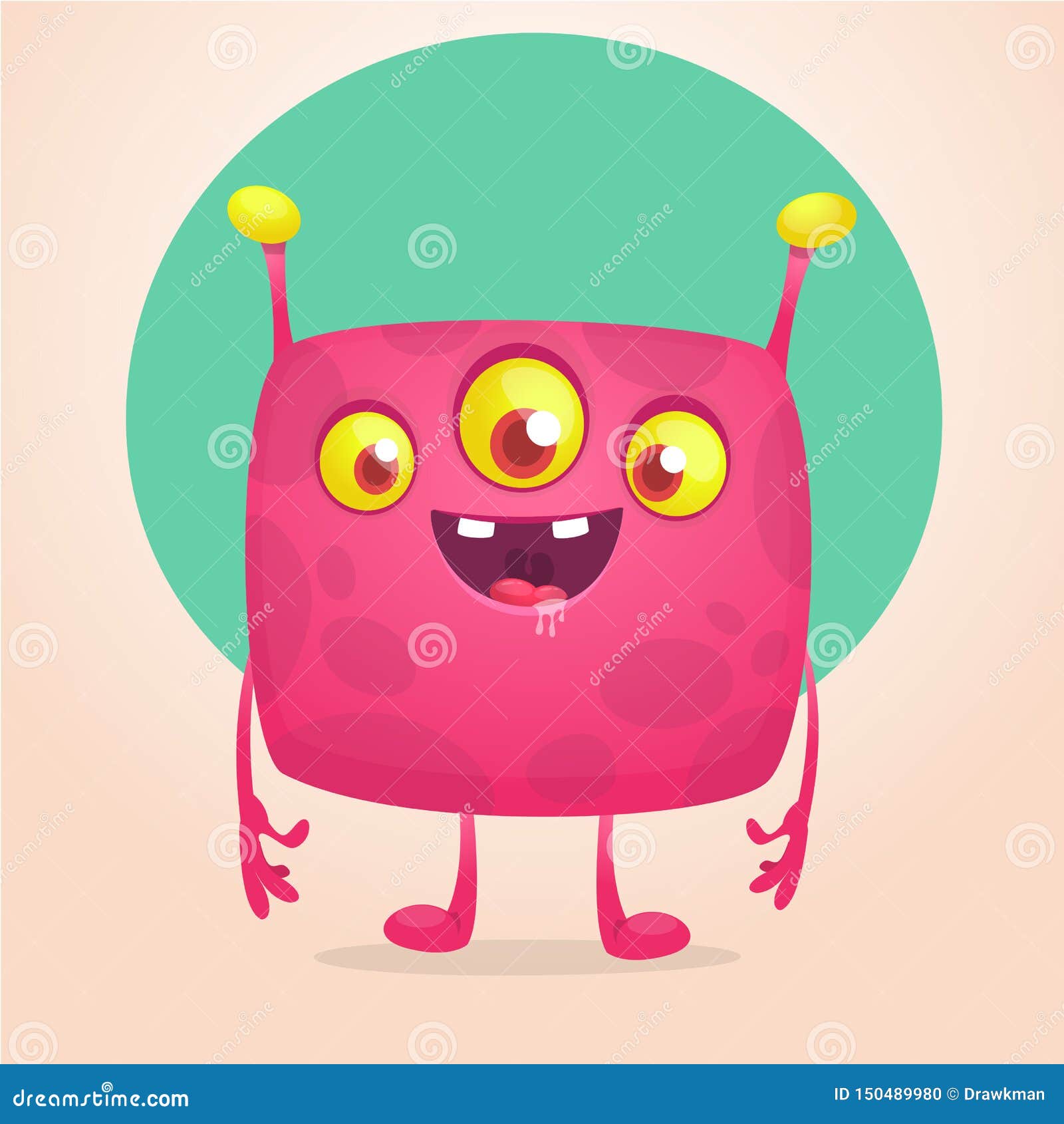 Funny Alien Cartoon with Three Eyes Stock Vector - Illustration of ...