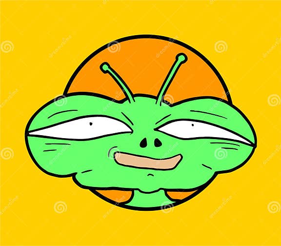 Funny alien draw stock illustration. Illustration of martian - 95402533