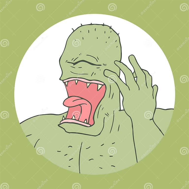 Funny alien draw stock vector. Illustration of mouth - 90629578