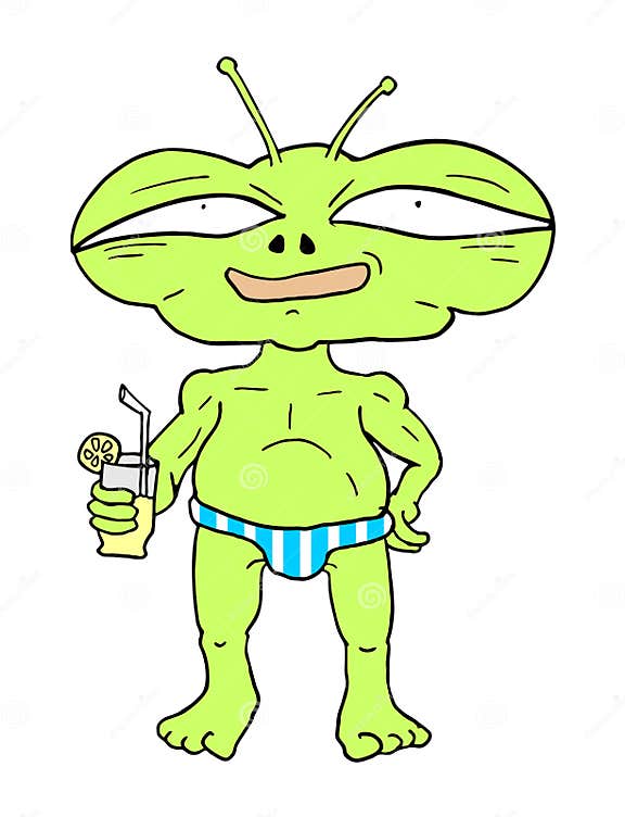 Funny alien draw stock illustration. Illustration of science - 95402799