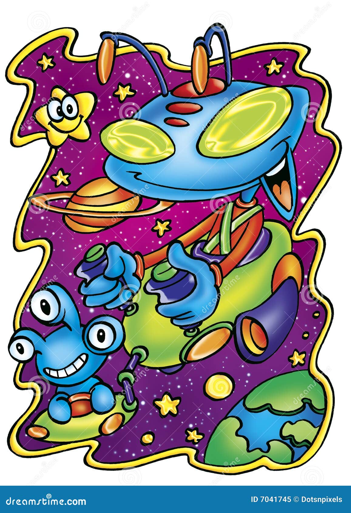 Funny aliens stock illustration. Illustration of animals - 7041745