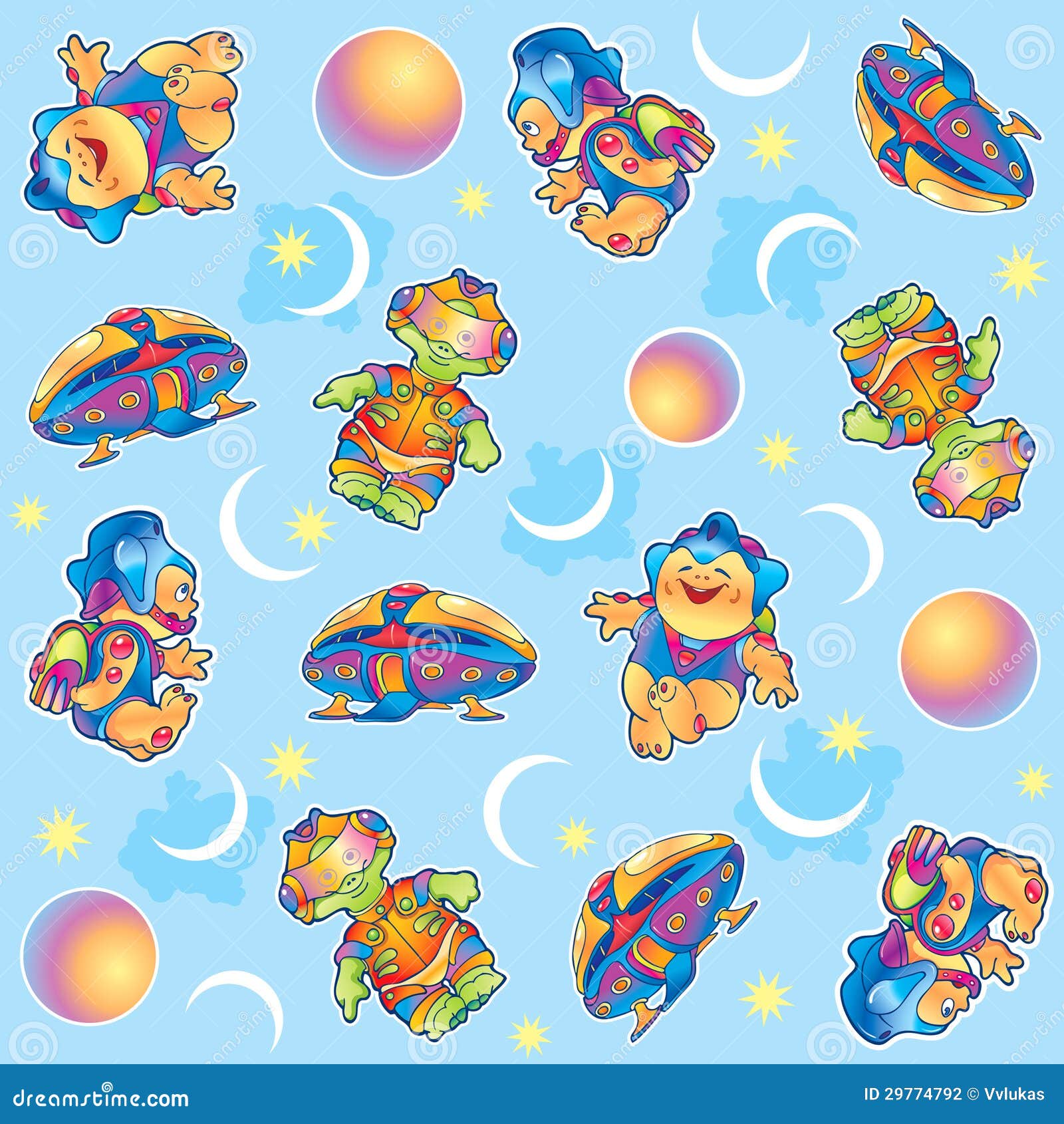 Funny aliens pattern stock vector. Illustration of star - 29774792