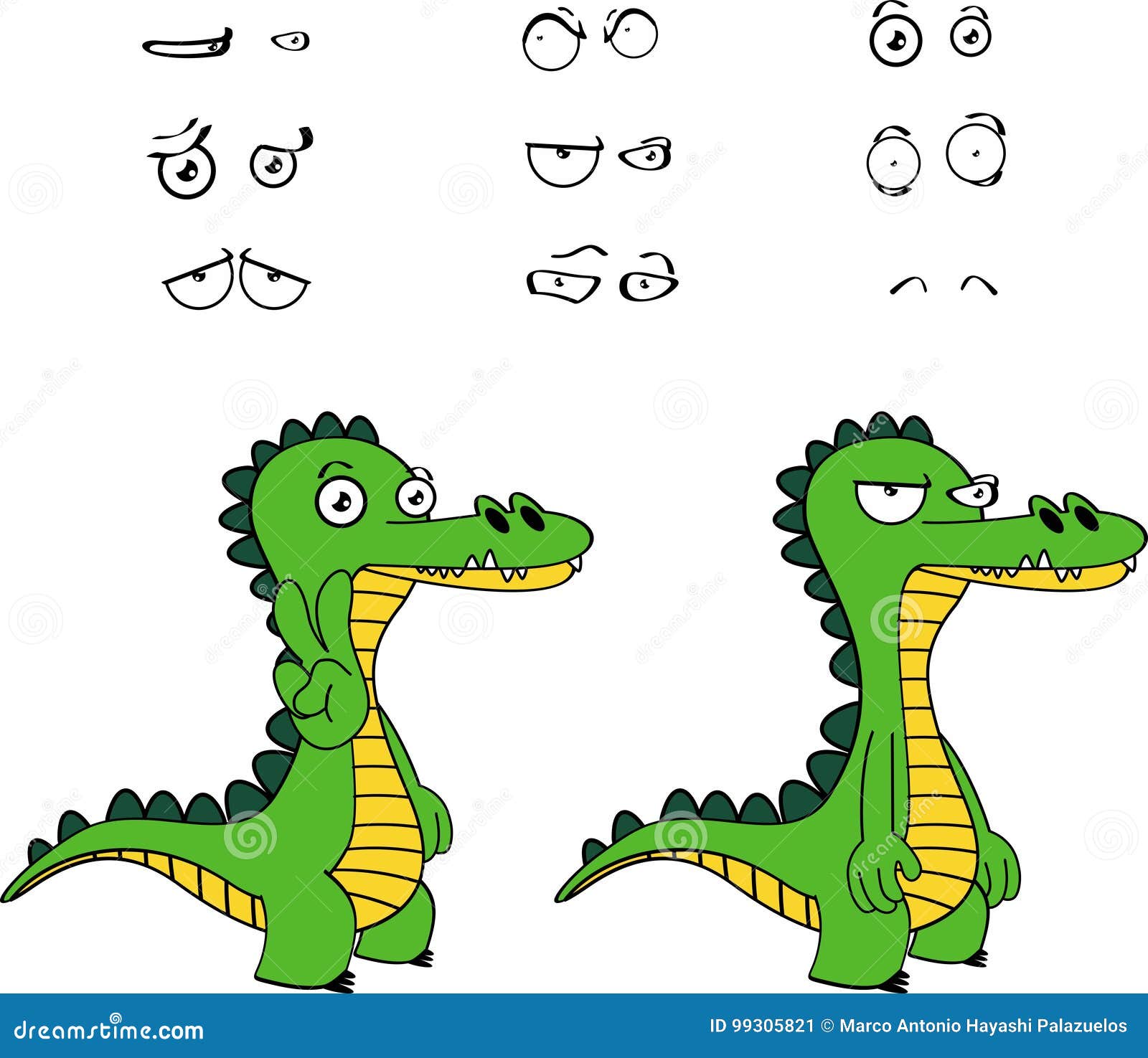 Angry Alligator Cartoon Expressions Set Stock Vector - Illustration of ...