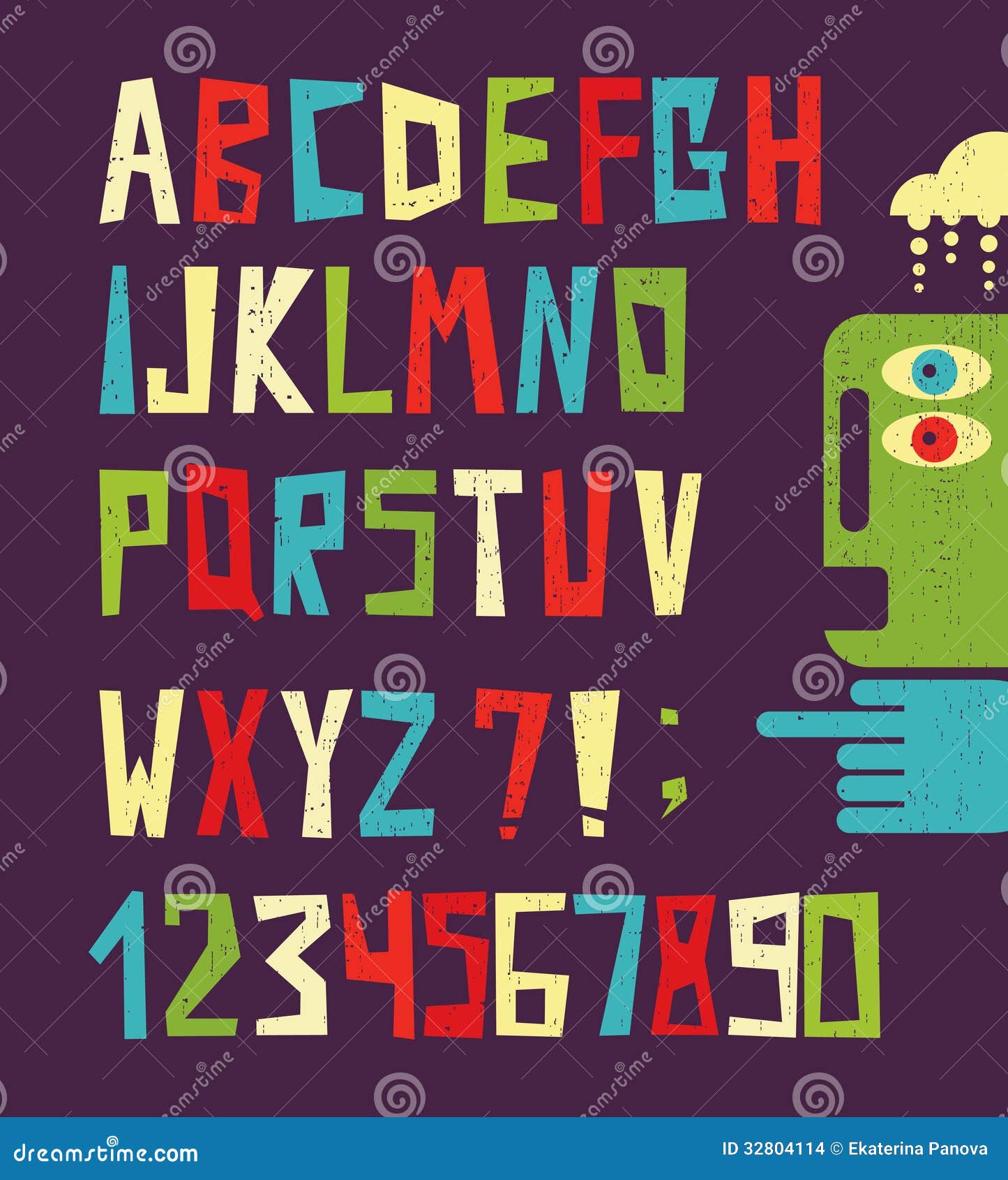 Funny Alphabet Letters with Numbers. Stock Vector - Illustration of ...