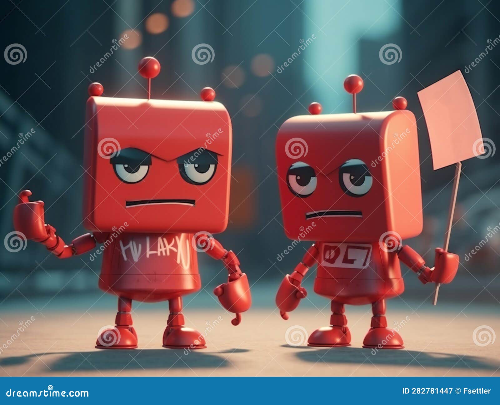 Robots On Protest Actions. The Fight For Robot Rights. Vector ...