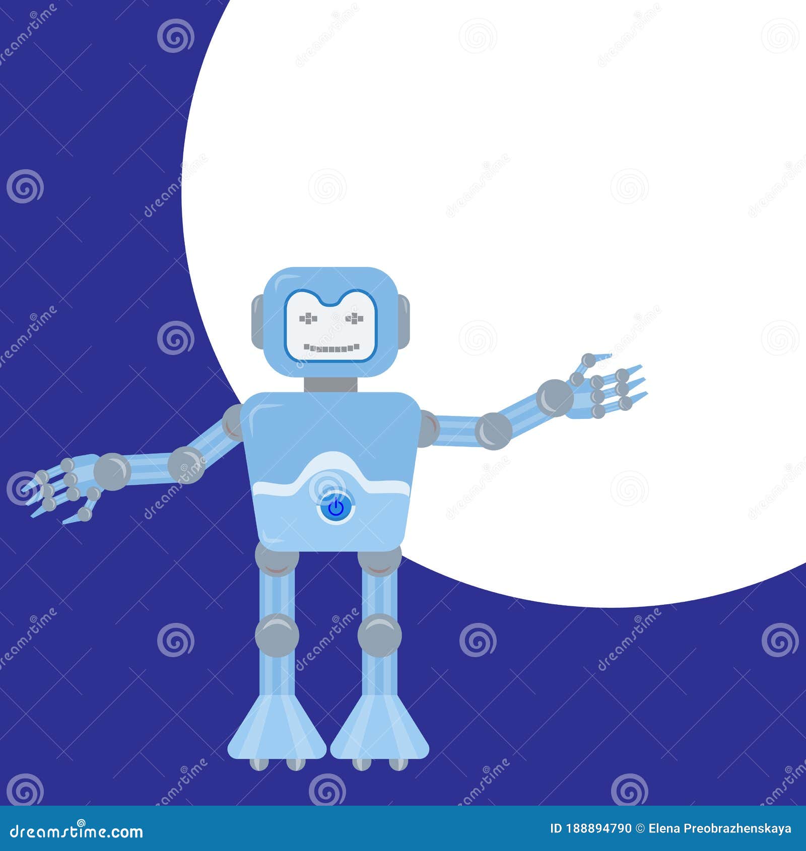 Funny Android Robot Shows a Hand. New Technologies Concept. Place Under ...