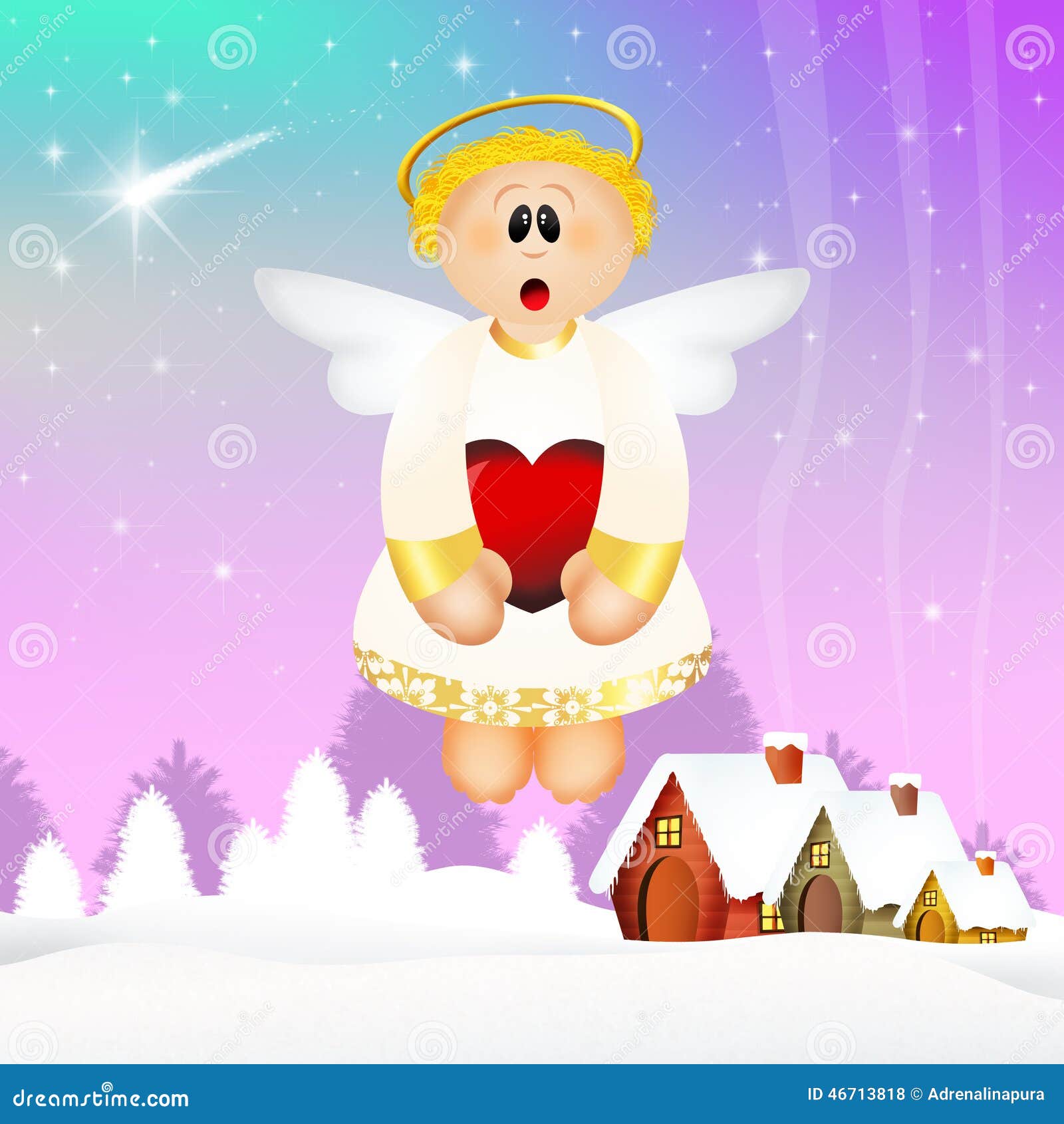 Funny angel stock illustration. Illustration of frozen - 46713818