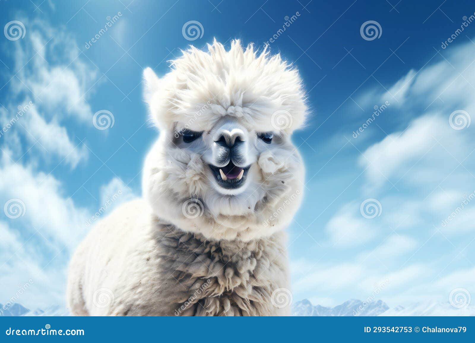 Funny Angry-looking Alpaca on Blue Background Stock Illustration ...