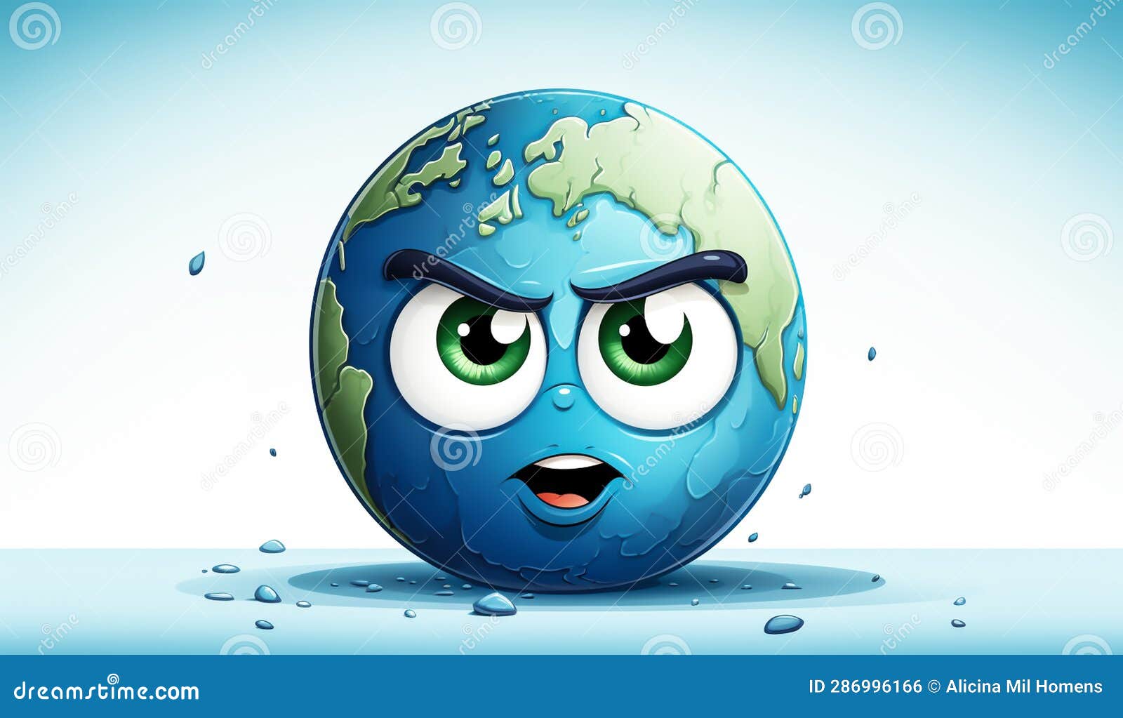 Funny Angry Planet Earth. AI Generated Stock Illustration ...