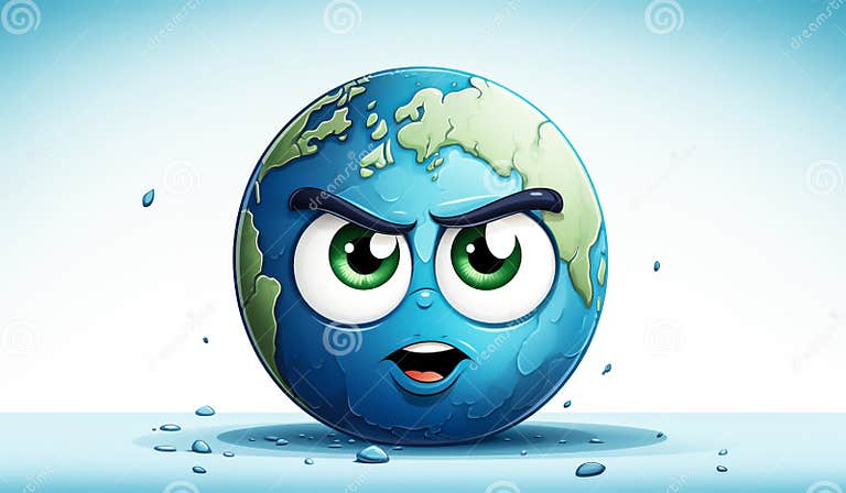 Funny Angry Planet Earth. AI Generated Stock Illustration ...