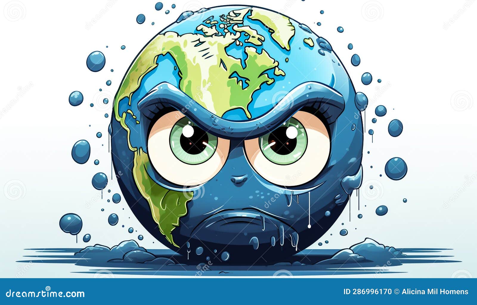 Funny Angry Planet Earth. AI Generated Stock Illustration ...
