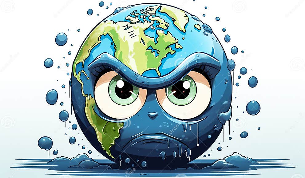 Funny Angry Planet Earth. AI Generated Stock Illustration ...
