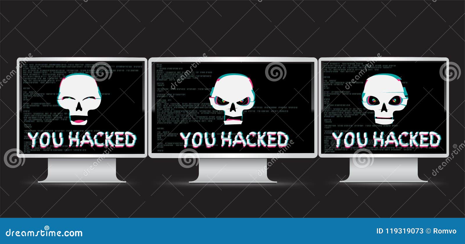 White Monitor with Hacker Text Stock Vector - Illustration of anaglyph ...