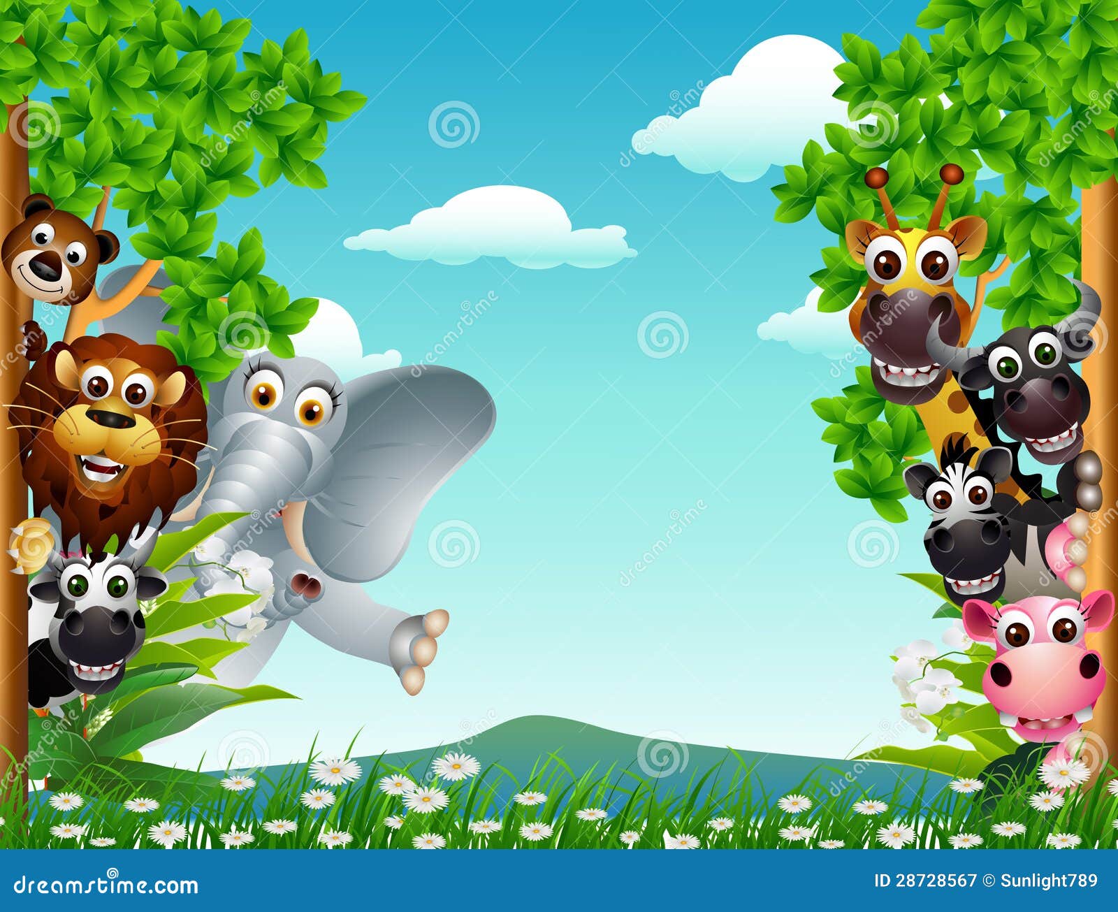 Funny Animal Cartoon Collection Stock Illustration - Illustration of ...