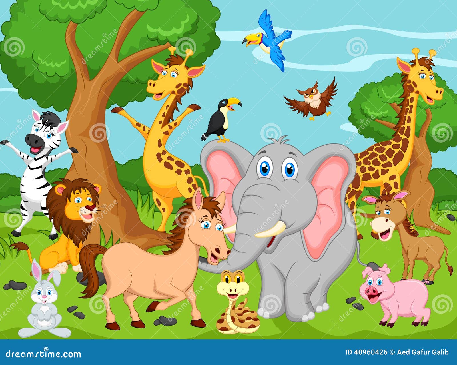 Funny Animal Cartoon Vector Illustration | CartoonDealer.com #40960426