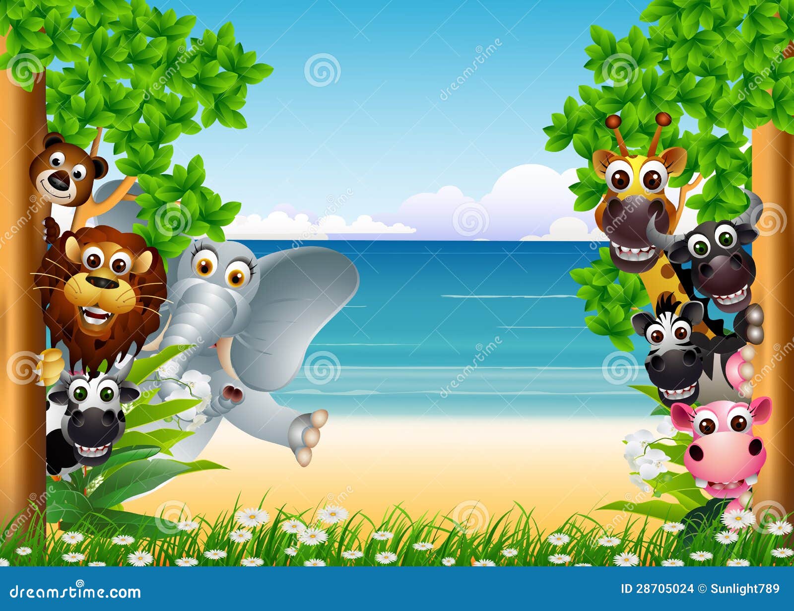 Funny animals cartoon stock illustration. Illustration of mandrill ...