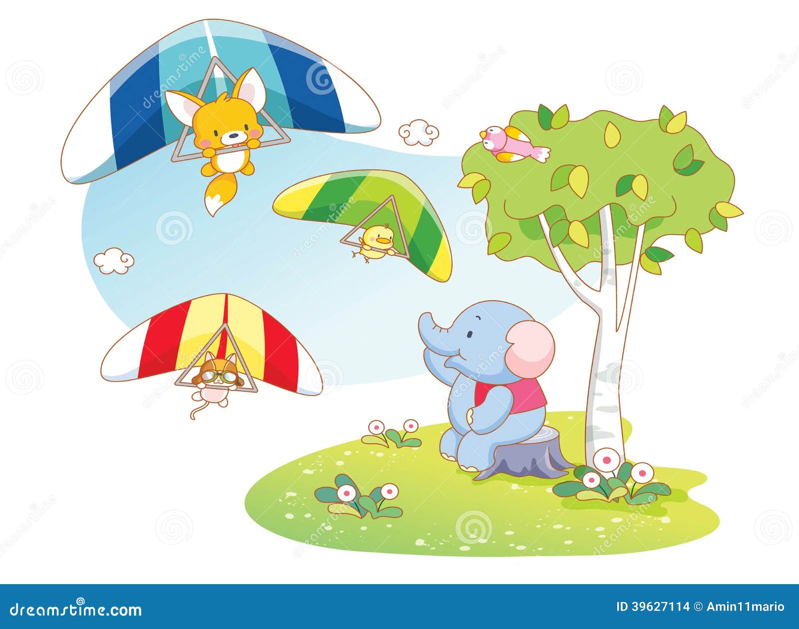 Happy Parachuting Girl Falling With A Parachute Showing Thumbs Up ...