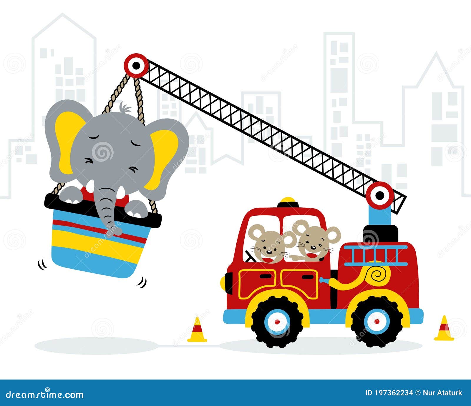 Funny Animals Cartoon on the Rescue Mission Stock Vector - Illustration ...