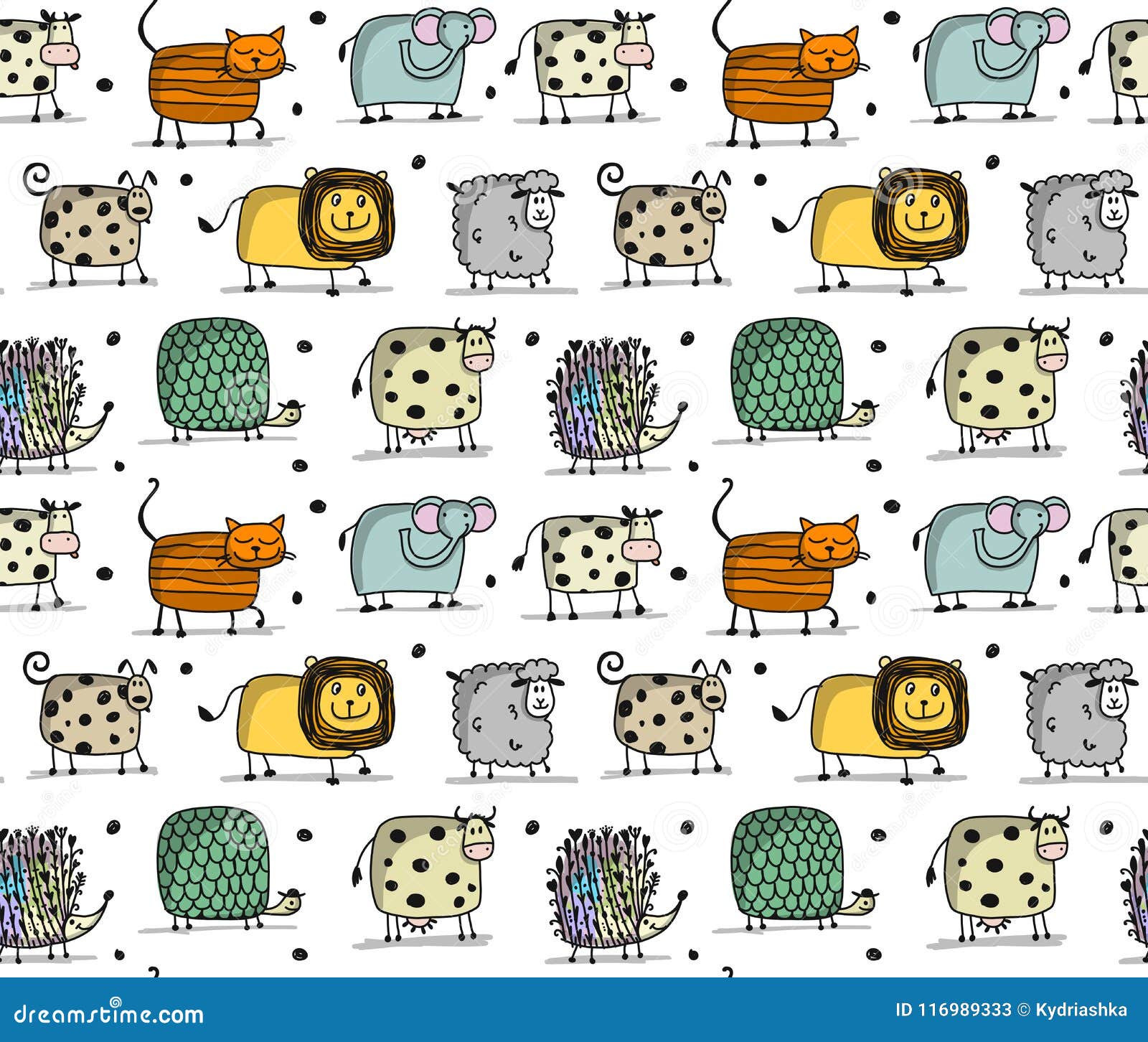 Funny Animals, Seamless Pattern for Your Design Stock Vector ...
