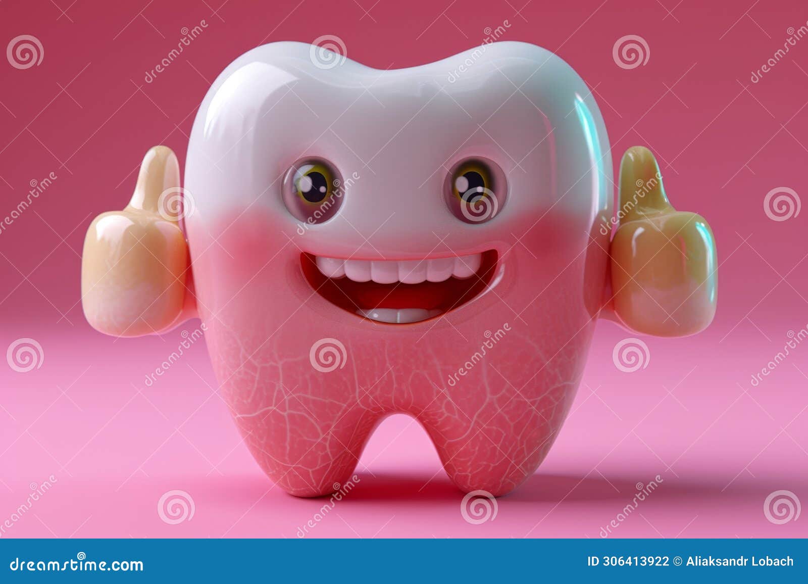 A Funny Animated Tooth Shows a Class Gesture on a Pink Background. 3d ...