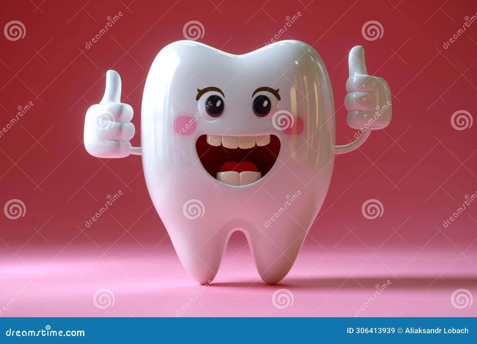 A Funny Animated Tooth Shows a Class Gesture on a Pink Background. 3d ...