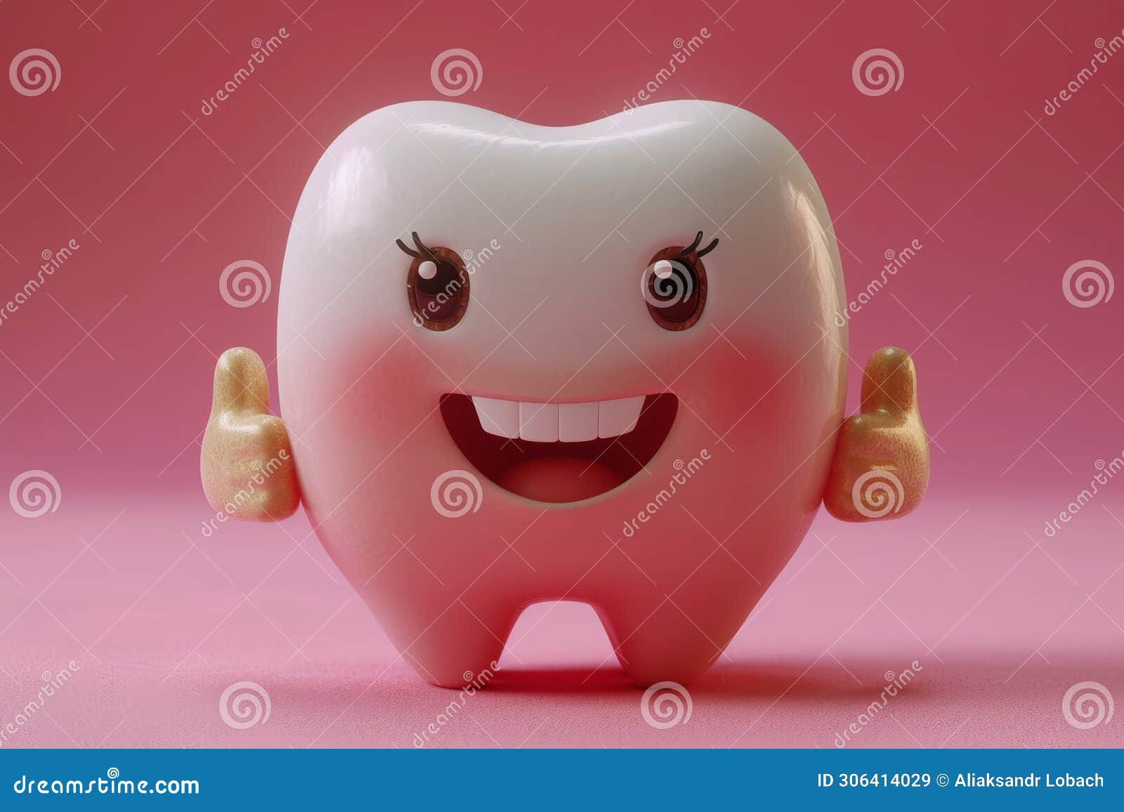 A Funny Animated Tooth Shows a Class Gesture on a Pink Background. 3d ...