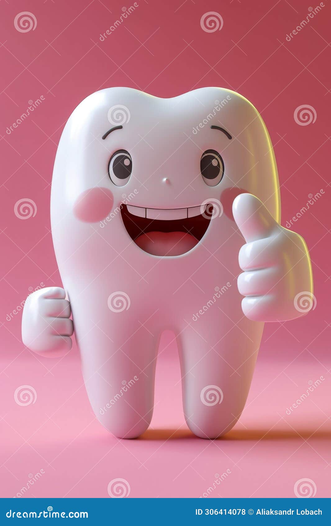 A Funny Animated Tooth Shows a Class Gesture on a Pink Background. 3d ...