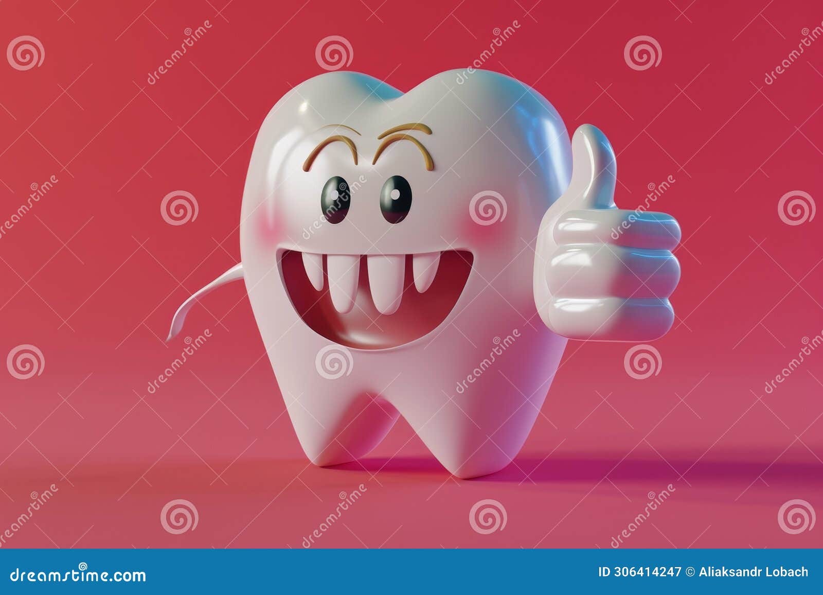 A Funny Animated Tooth Shows a Class Gesture on a Pink Background. 3d ...