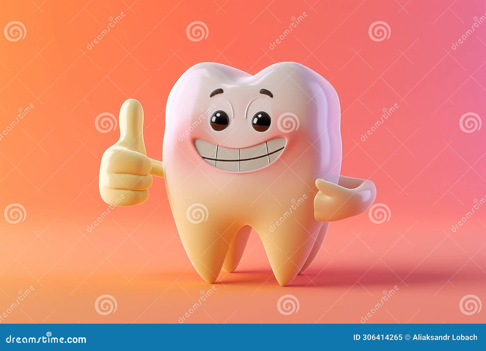 A Funny Animated Tooth Shows a Class Gesture on a Pink Background. 3d ...