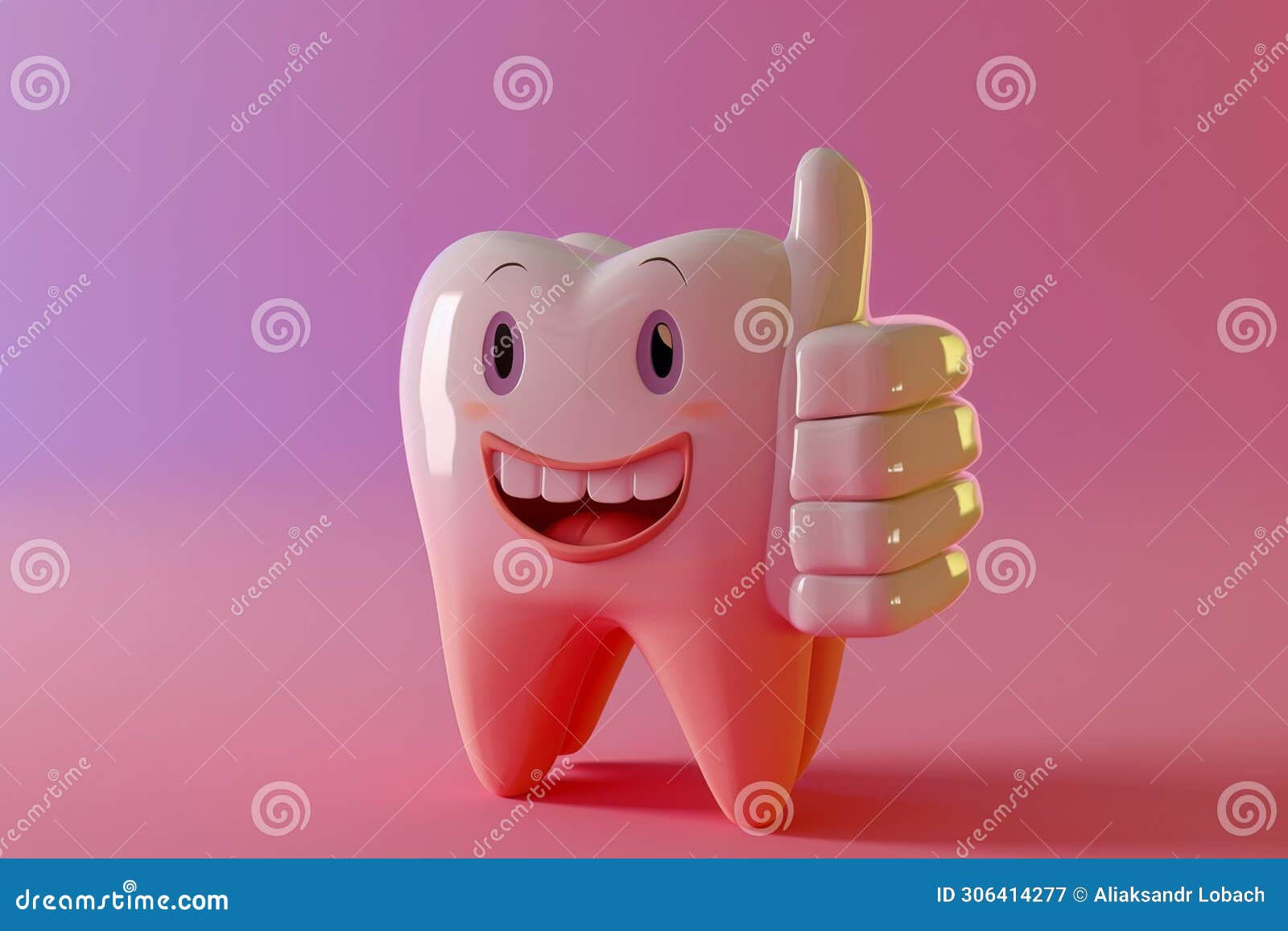 A Funny Animated Tooth Shows a Class Gesture on a Pink Background. 3d ...