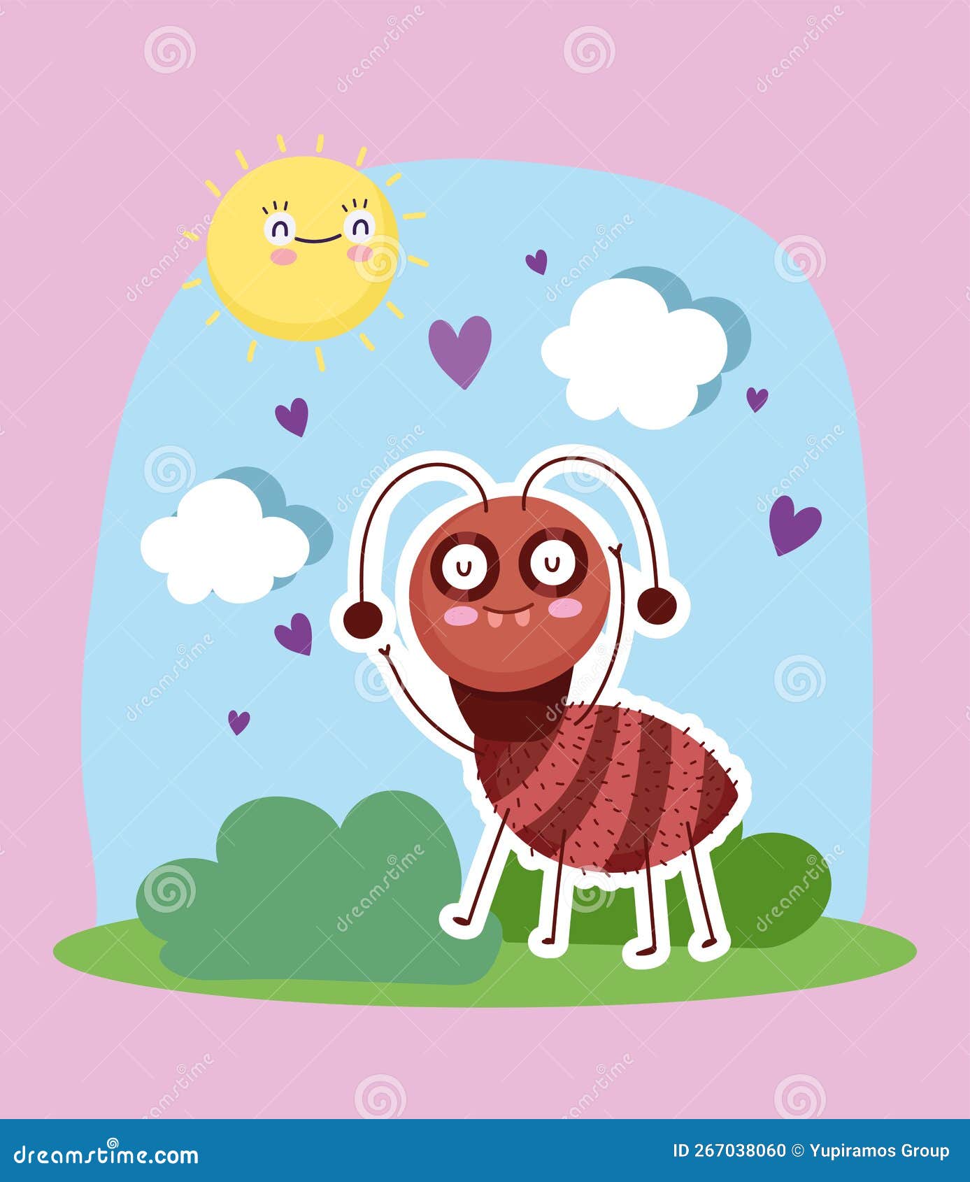 Funny ant cartoon stock vector. Illustration of happy - 267038060