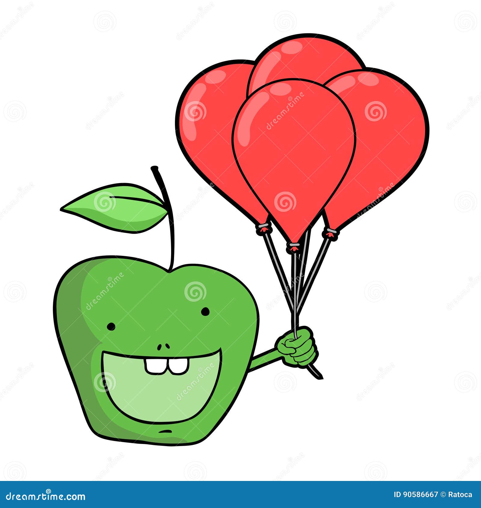 Funny Apple Face with Balloons Stock Vector - Illustration of bunch ...