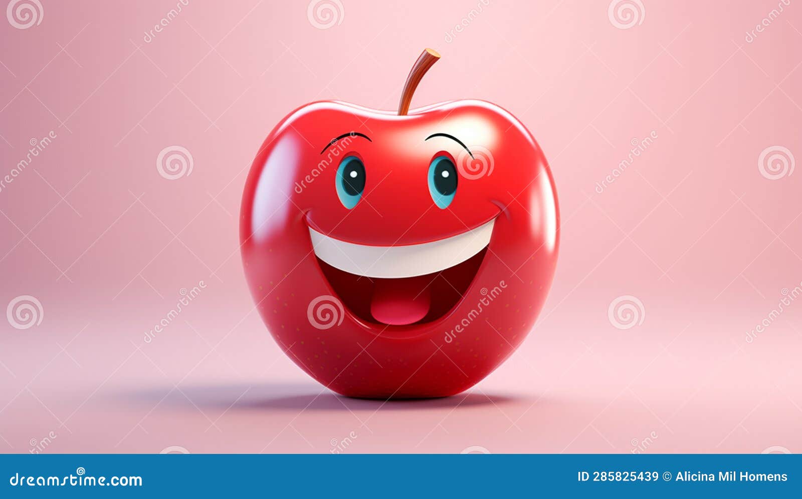 Funny Apple with Smiling Face. AI Generated Stock Illustration ...