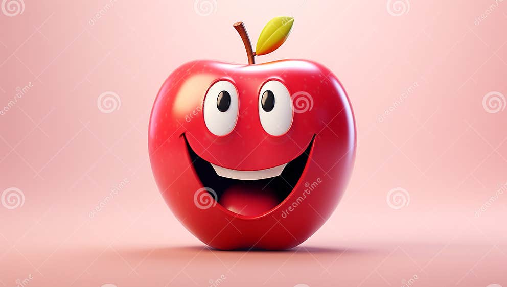 Funny Apple with Smiling Face. AI Generated Stock Illustration ...