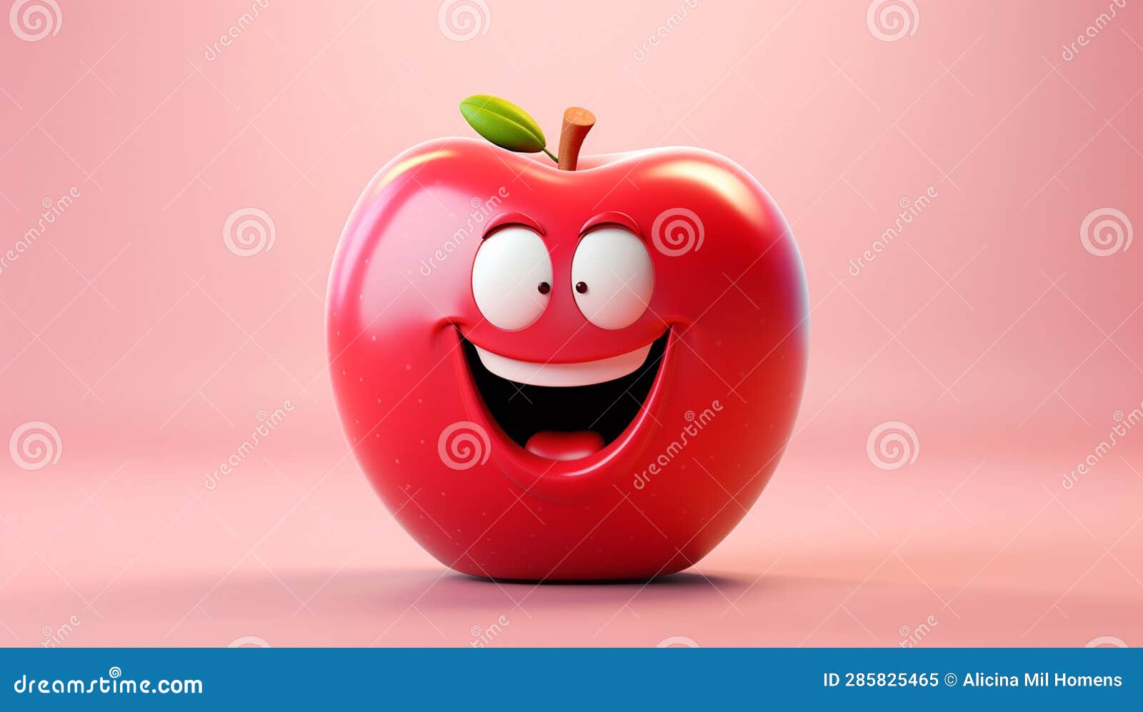 Funny Apple with Smiling Face. AI Generated Stock Illustration ...