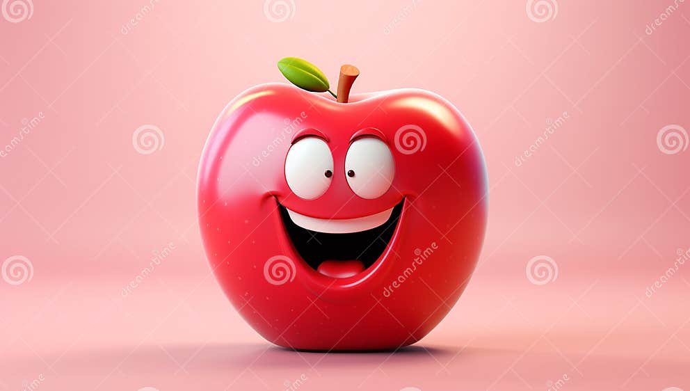 Funny Apple with Smiling Face. AI Generated Stock Illustration ...