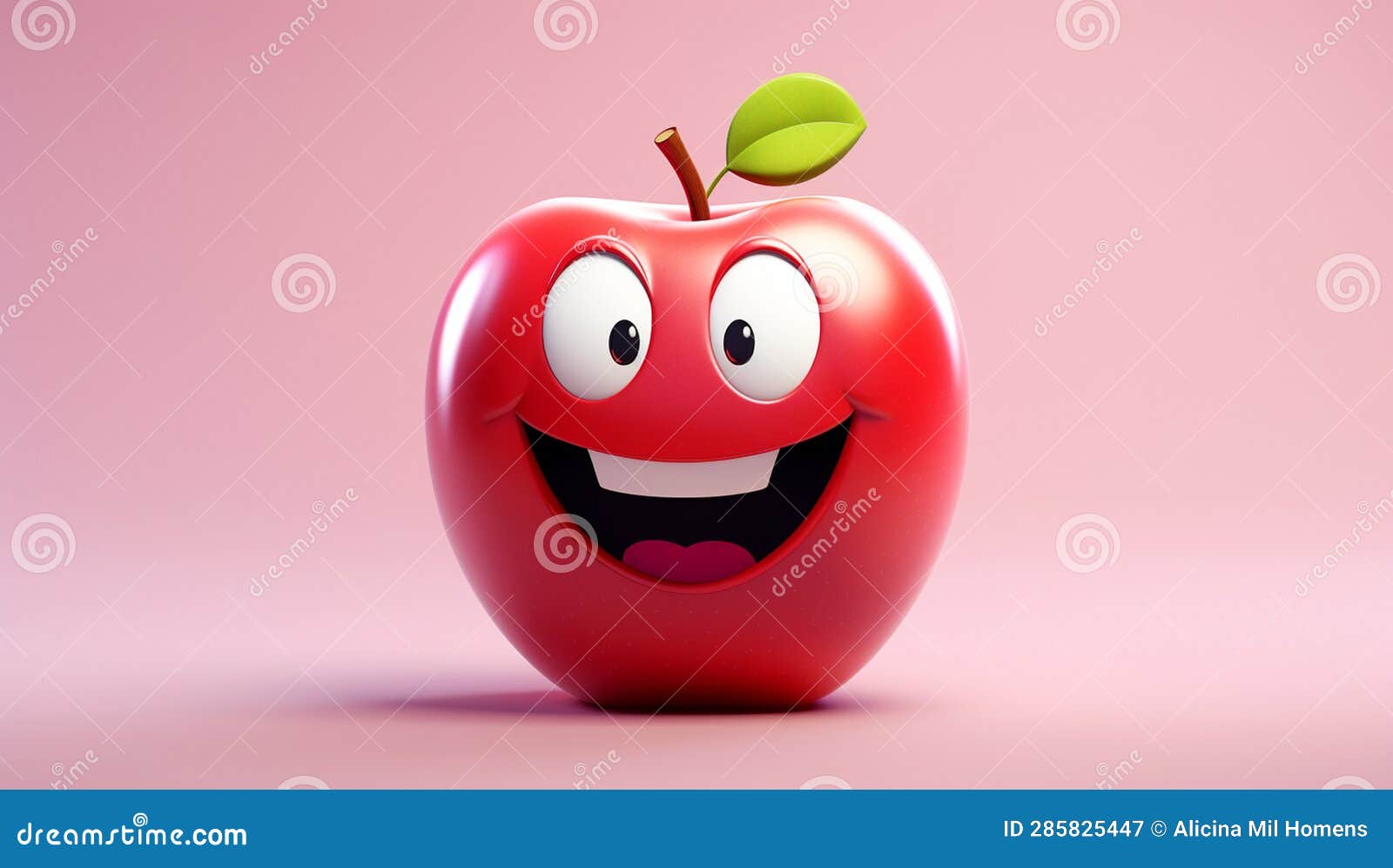 Funny Apple with Smiling Face. AI Generated Stock Illustration ...