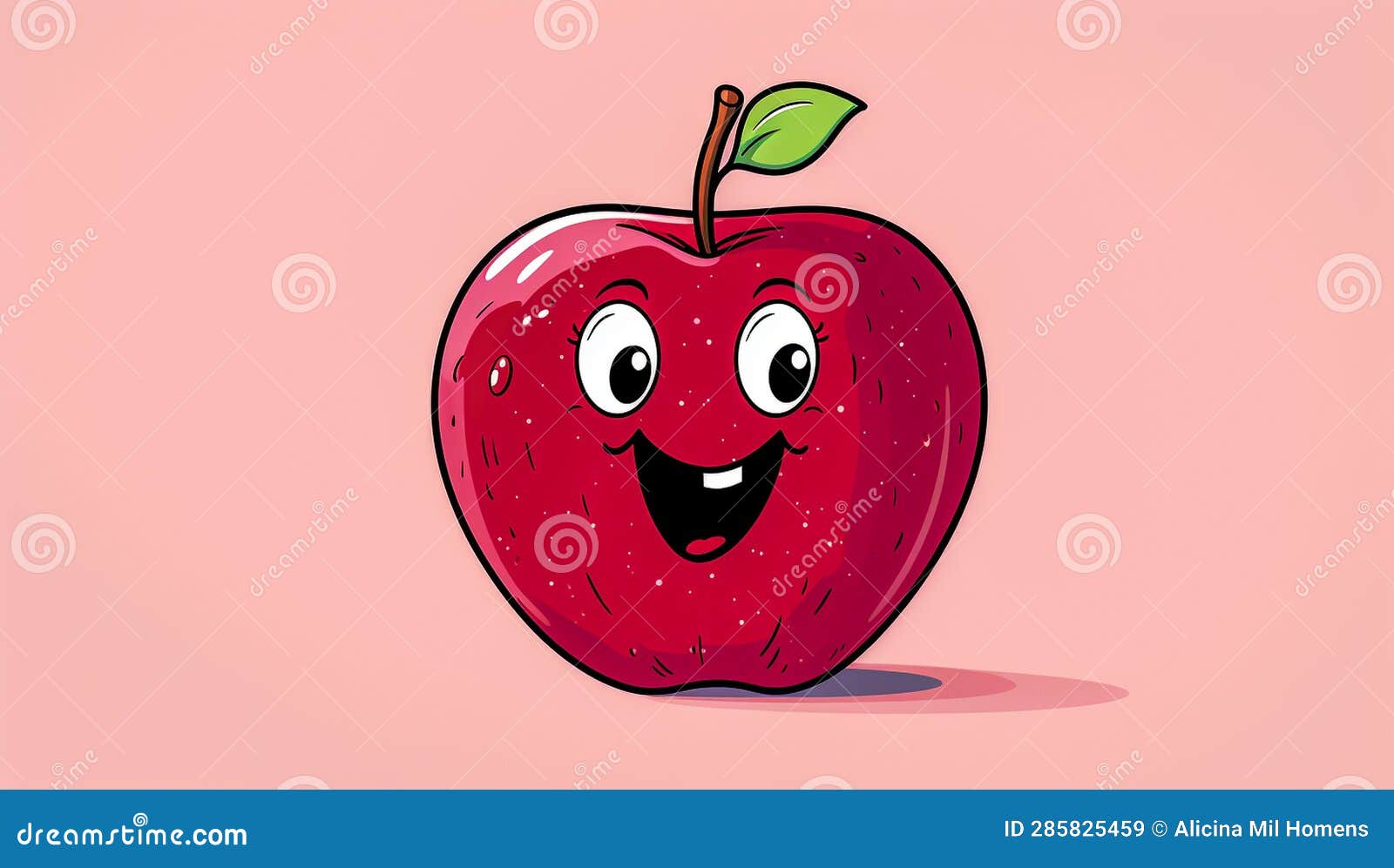 Funny Apple with Smiling Face. AI Generated Stock Illustration ...