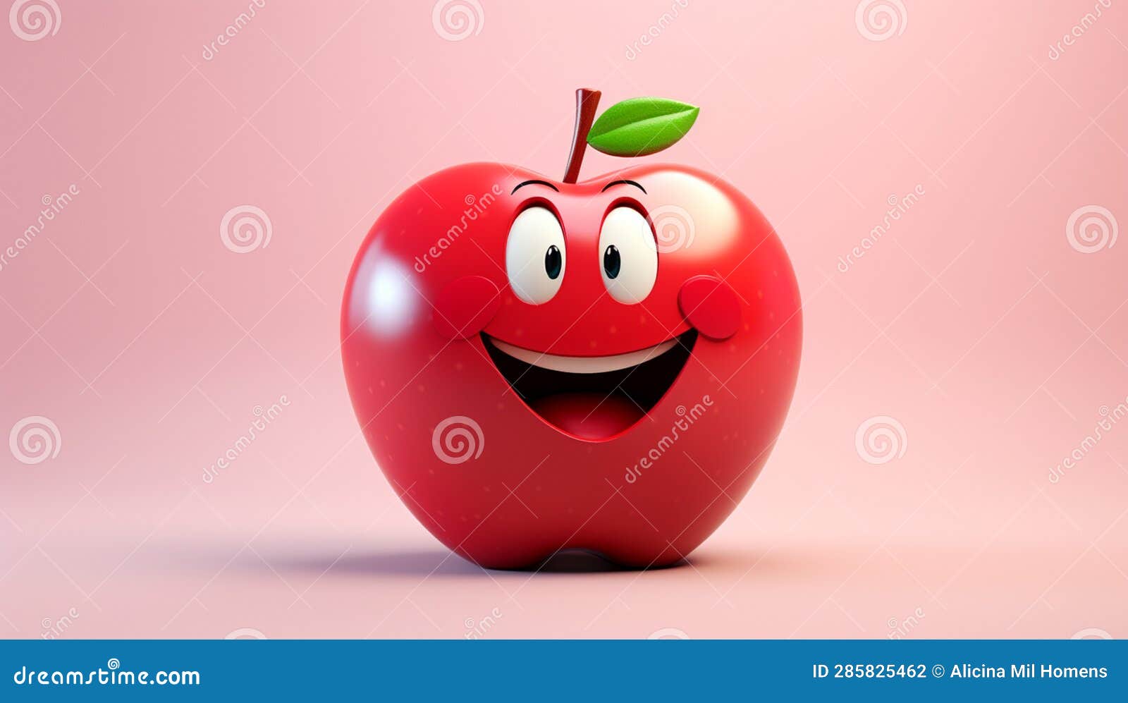 Funny Apple with Smiling Face. AI Generated Stock Illustration ...