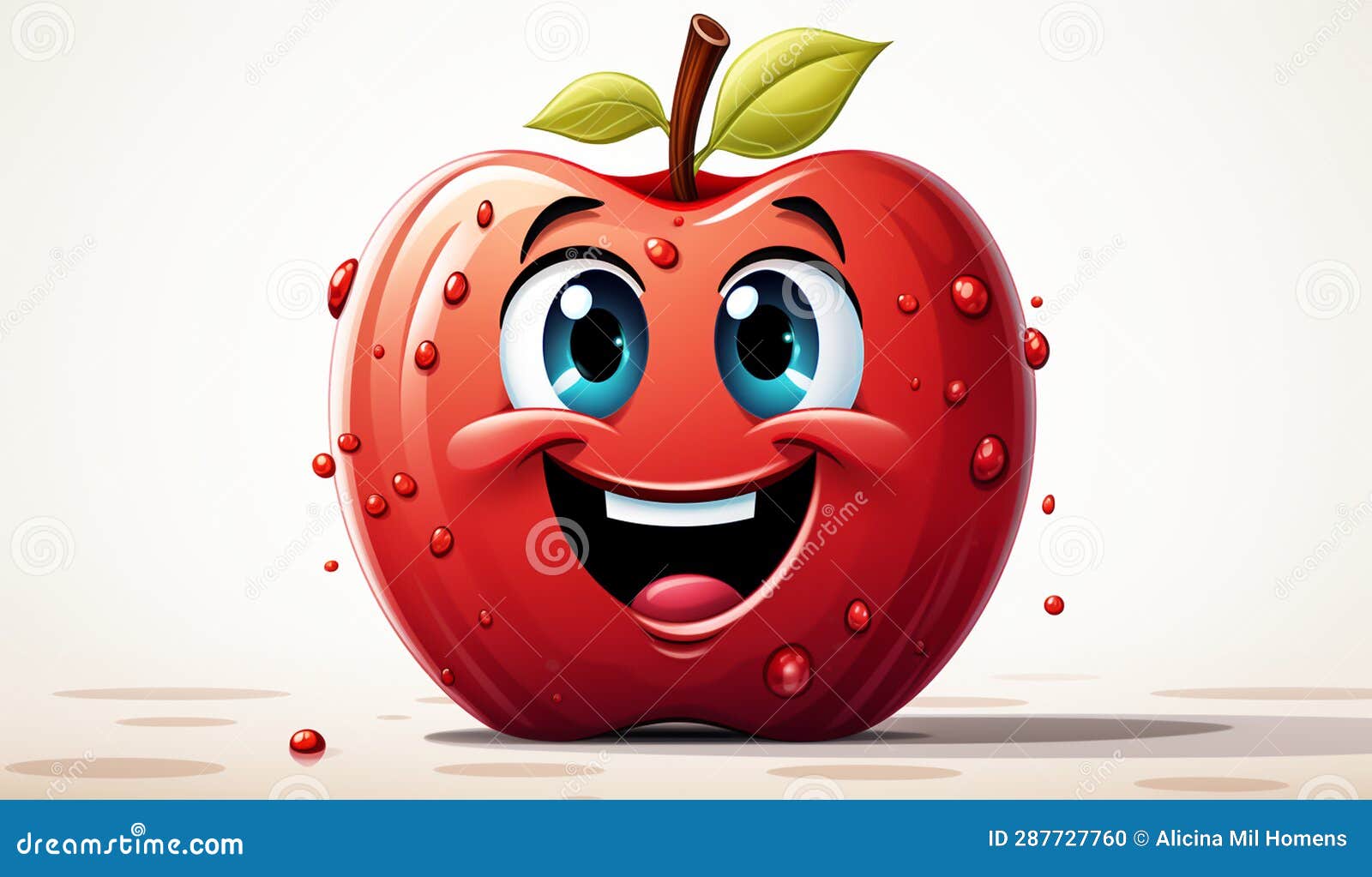 Funny Apple with Smiling Face. AI Generated Stock Illustration ...
