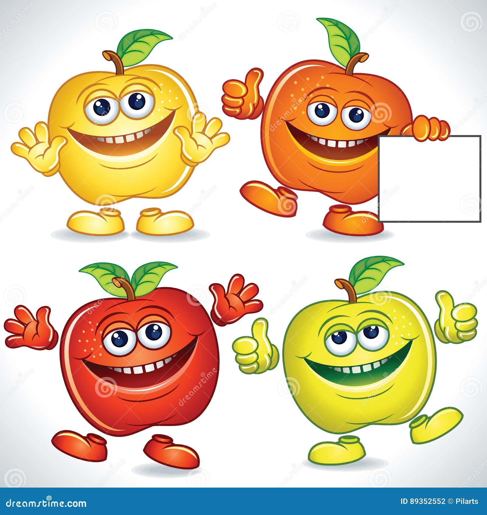 Funny Apples Cartoon stock vector. Illustration of color - 89352552
