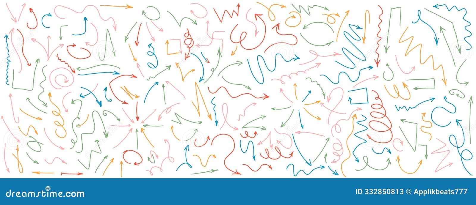 Funny Arrows Color Doodle 2d Line Vector Artwork Bundle Stock Vector ...