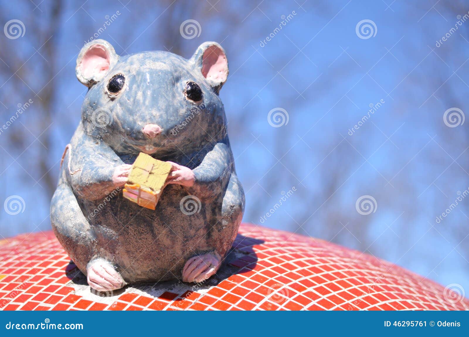 Funny Artificial Mouse with Cheese Sitting on the Roof Stock Image ...