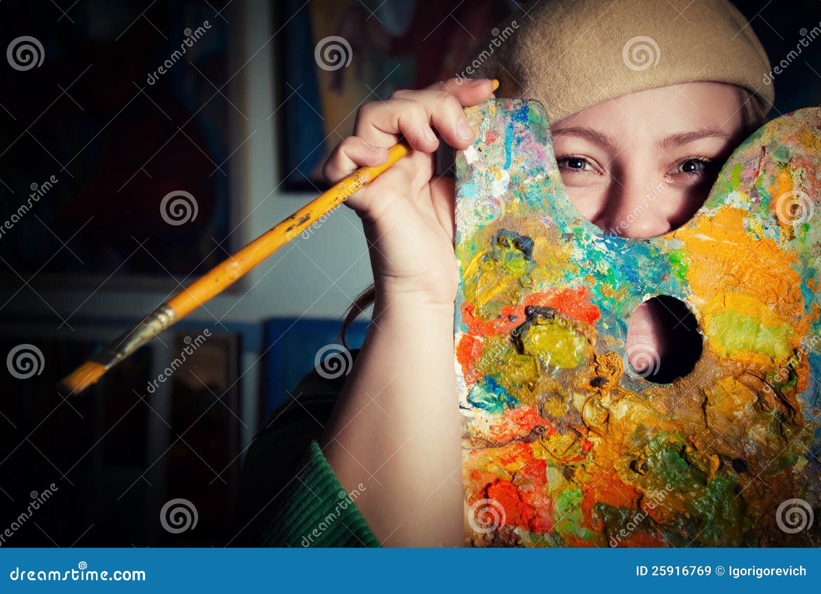 Funny artist stock image. Image of oils, painting, artist - 25916769