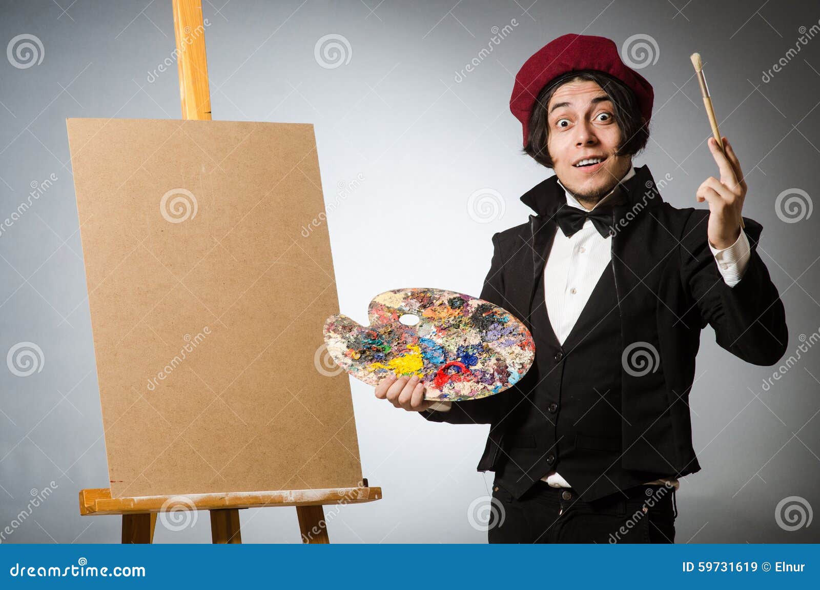 Funny Artist in Dark Studio Stock Image - Image of education, comic ...