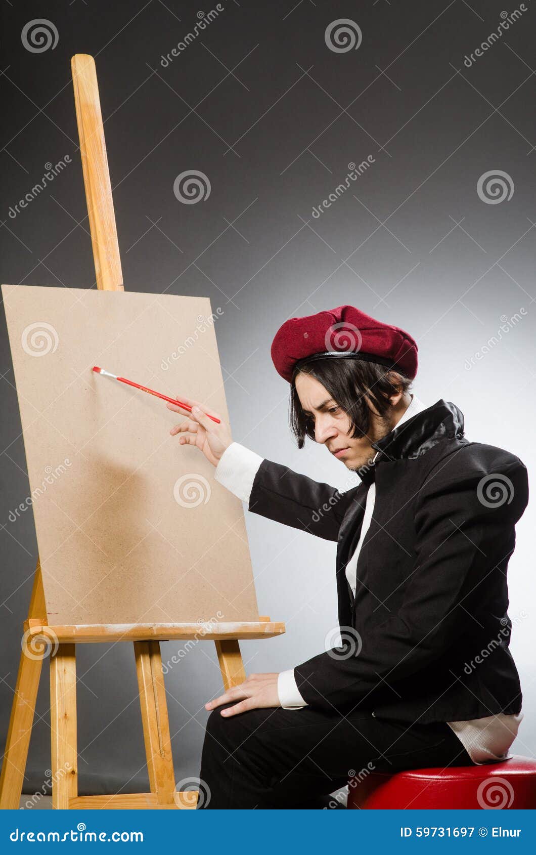 Funny Artist in Dark Studio Stock Image - Image of inspiration ...