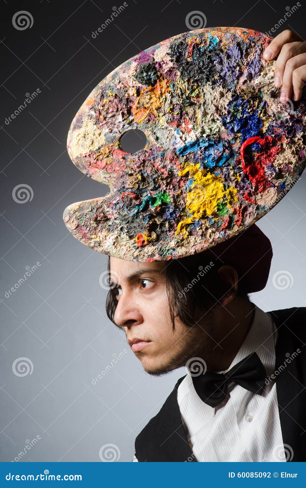 Funny Artist in Dark Studio Stock Photo - Image of hobbies, creative ...