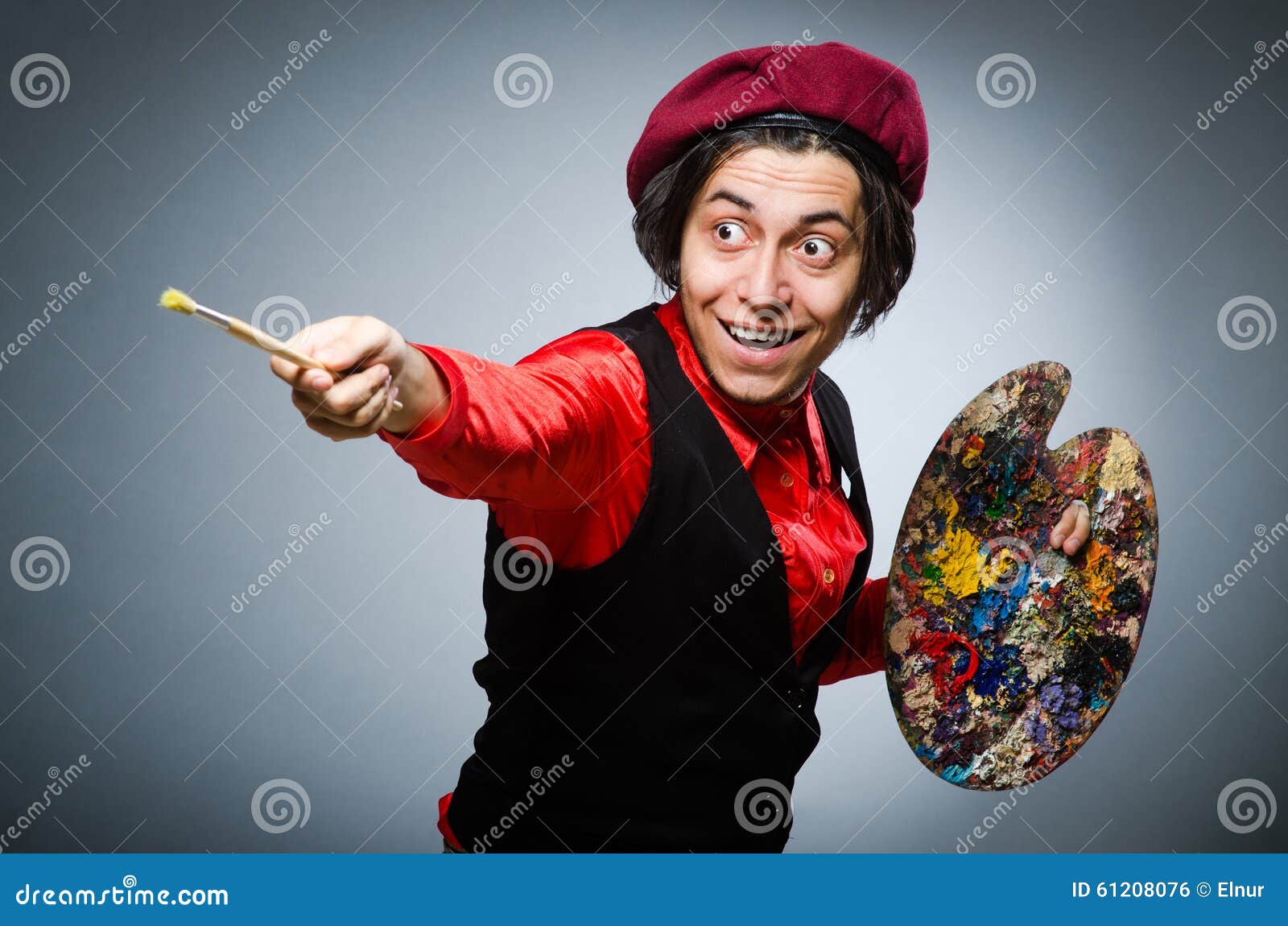 The Funny Artist in Dark Studio Stock Photo - Image of comic ...
