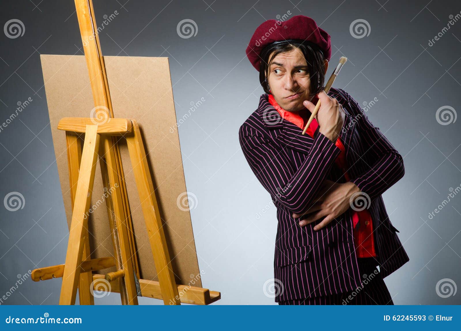 The Funny Artist with His Artwork Stock Image - Image of creative ...