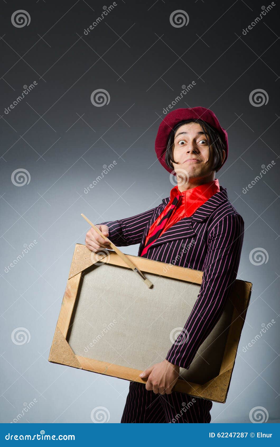 The Funny Artist with His Artwork Stock Image - Image of craft ...